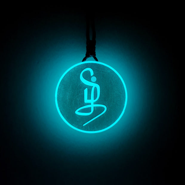 Tamil Symbol Blue Glow in Dark Resin Pendant – Six Karma